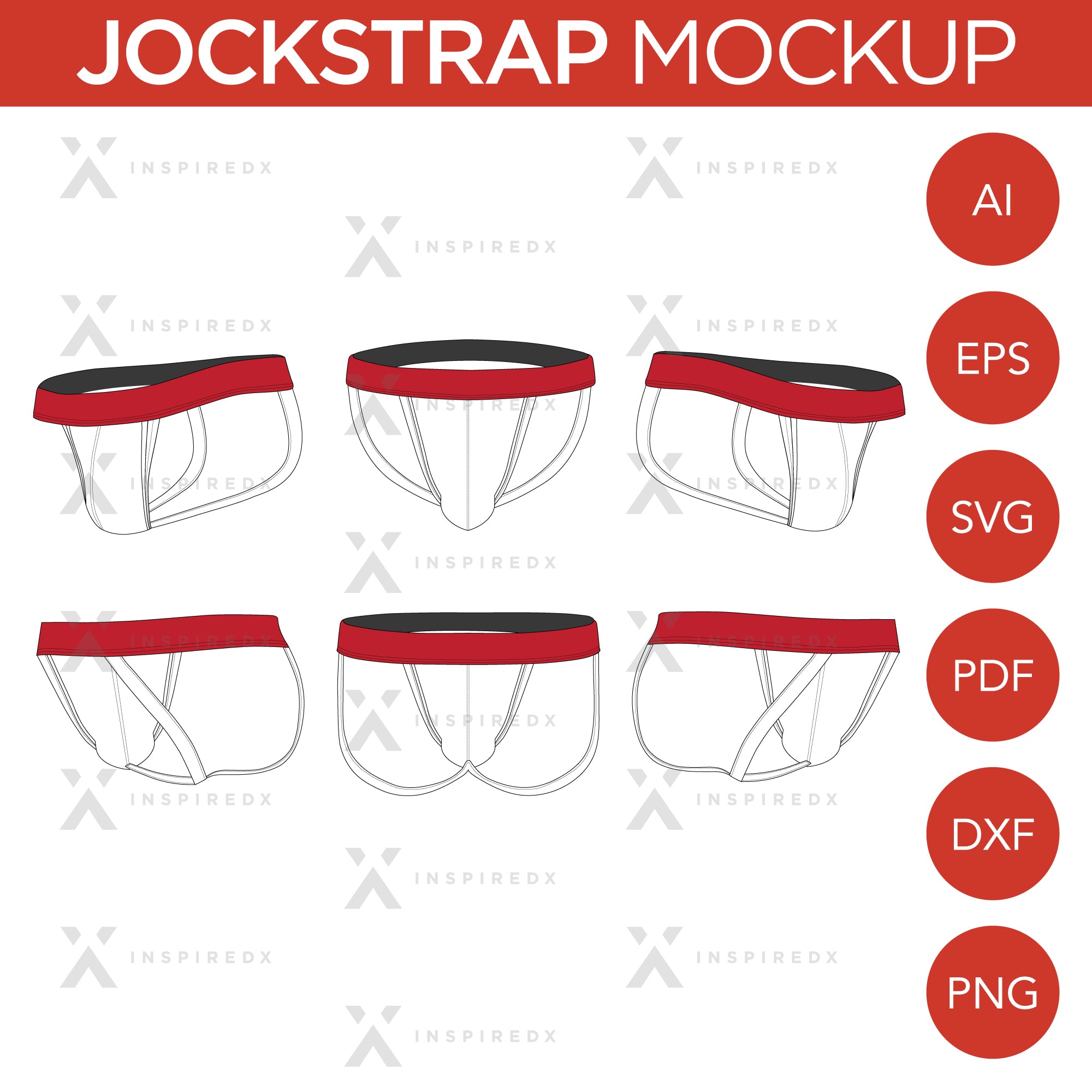 Jockstrap - Mockup and Template - 6 Angles, 1 Style, Layered, Detailed ...